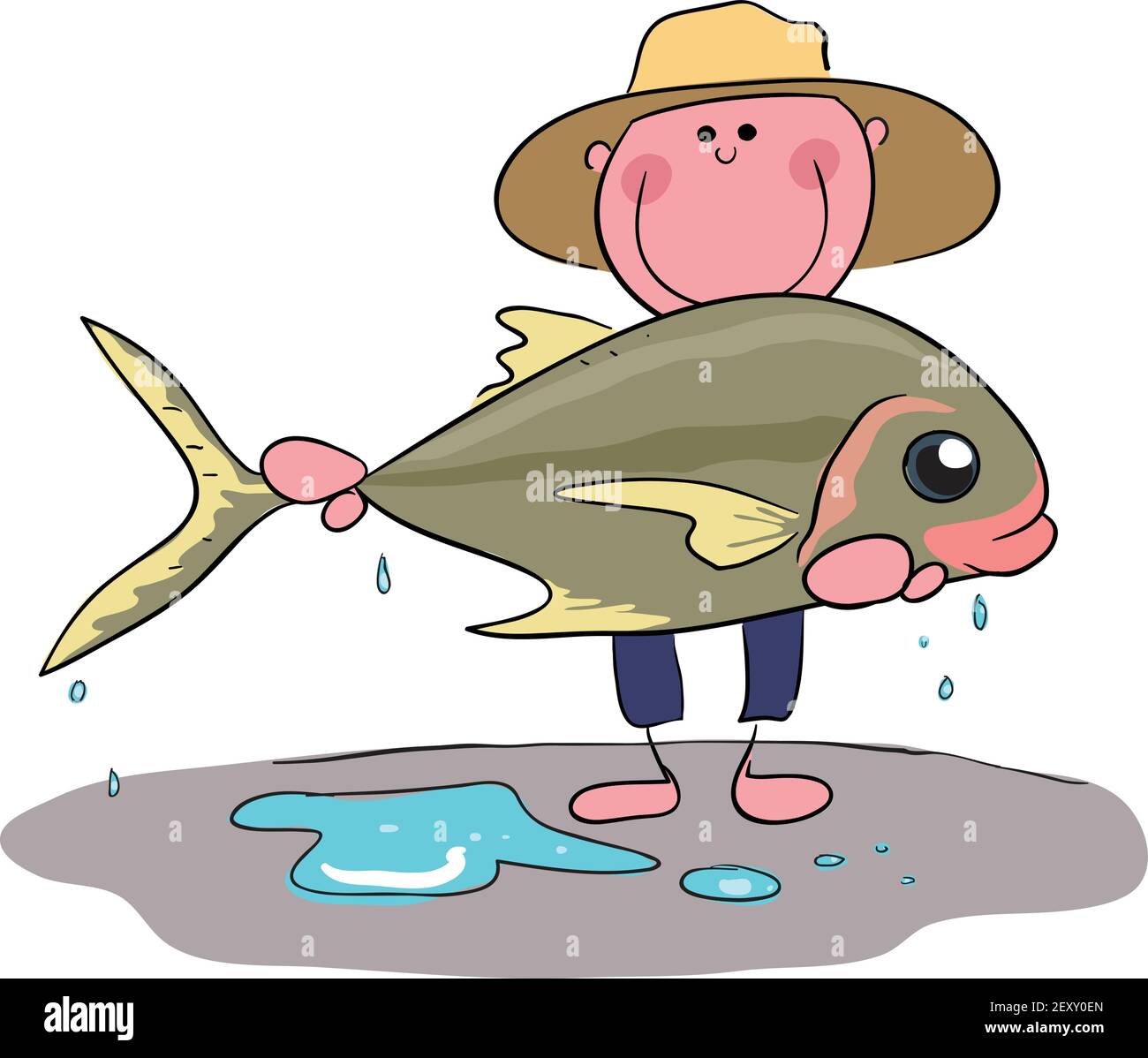 Fisherman holding up his catch , Stick figure Holding Fish stock ...