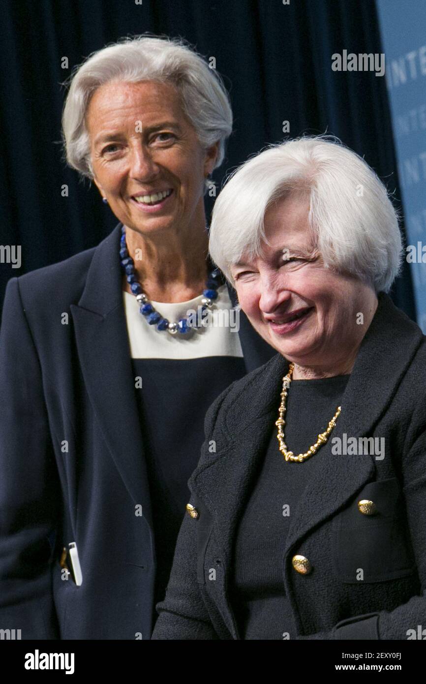 International Monetary Fund Managing Director Christine Lagarde, left ...