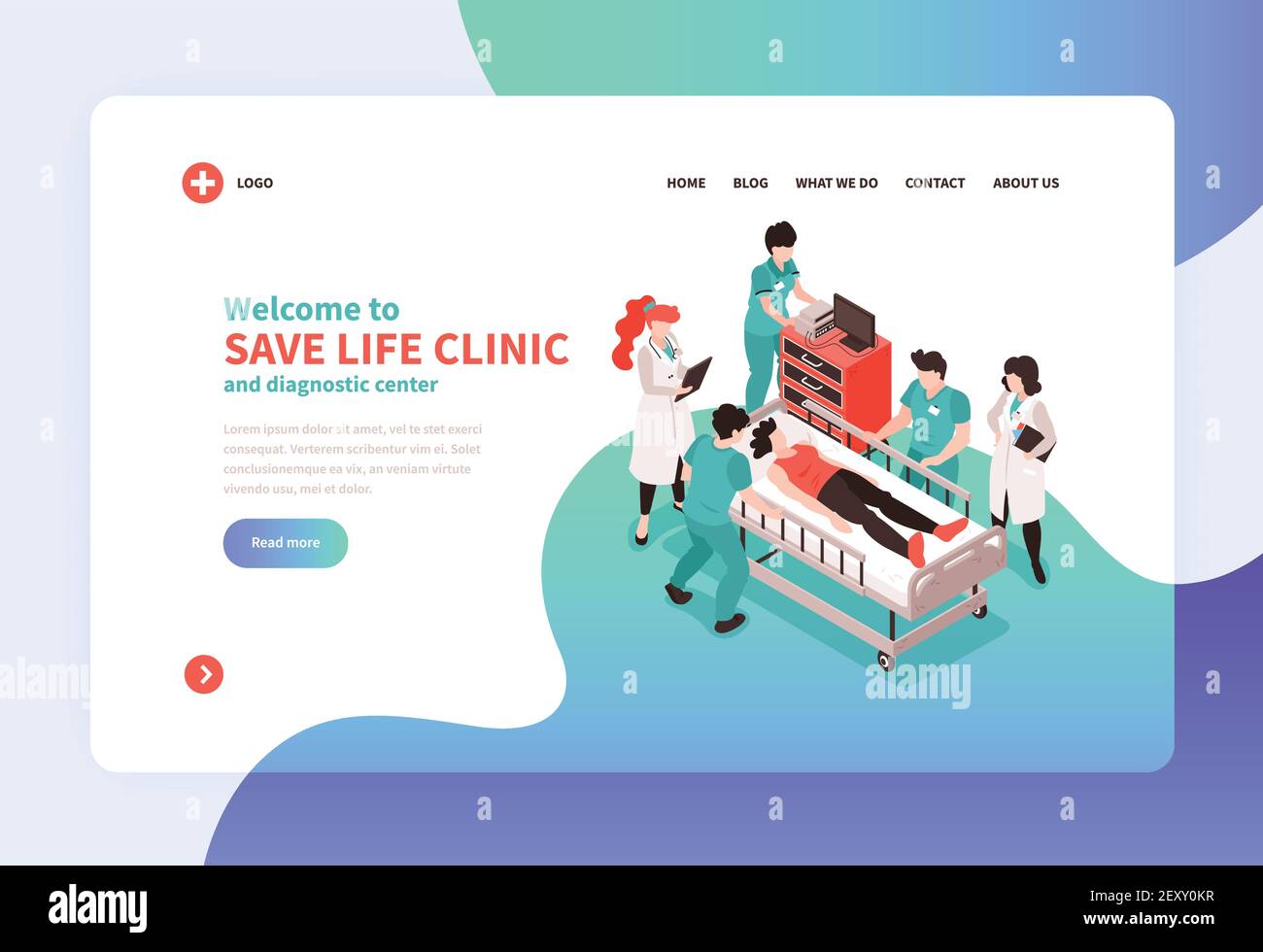Isometric hospital concept banner web site page design with images of ...