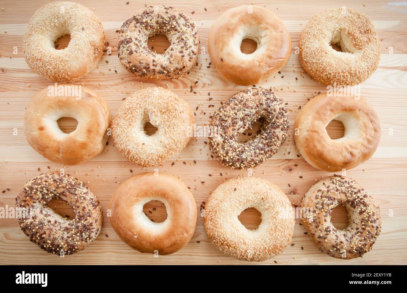 Assorted fresh bagels Stock Photo - Alamy