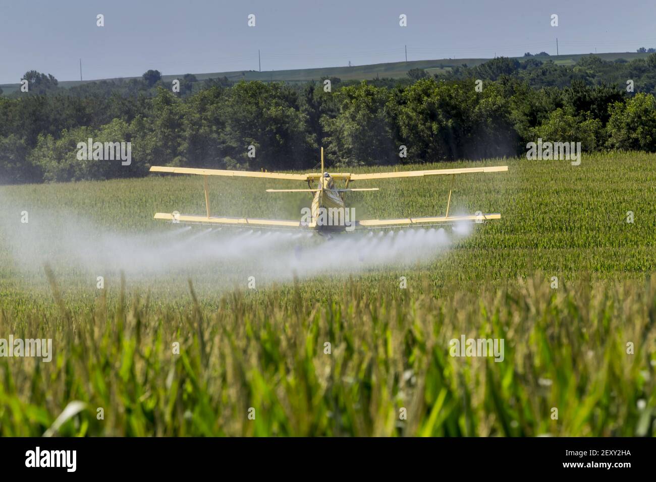 Low flying crop duster biplane hi-res stock photography and images - Alamy
