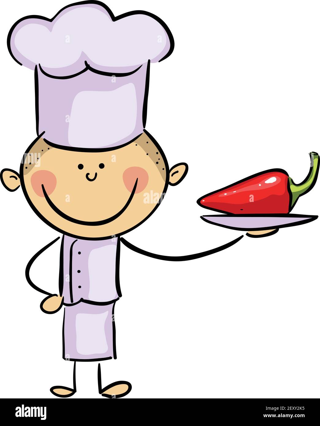 Chef Showing chilli stock illustration vector isolated in white ...
