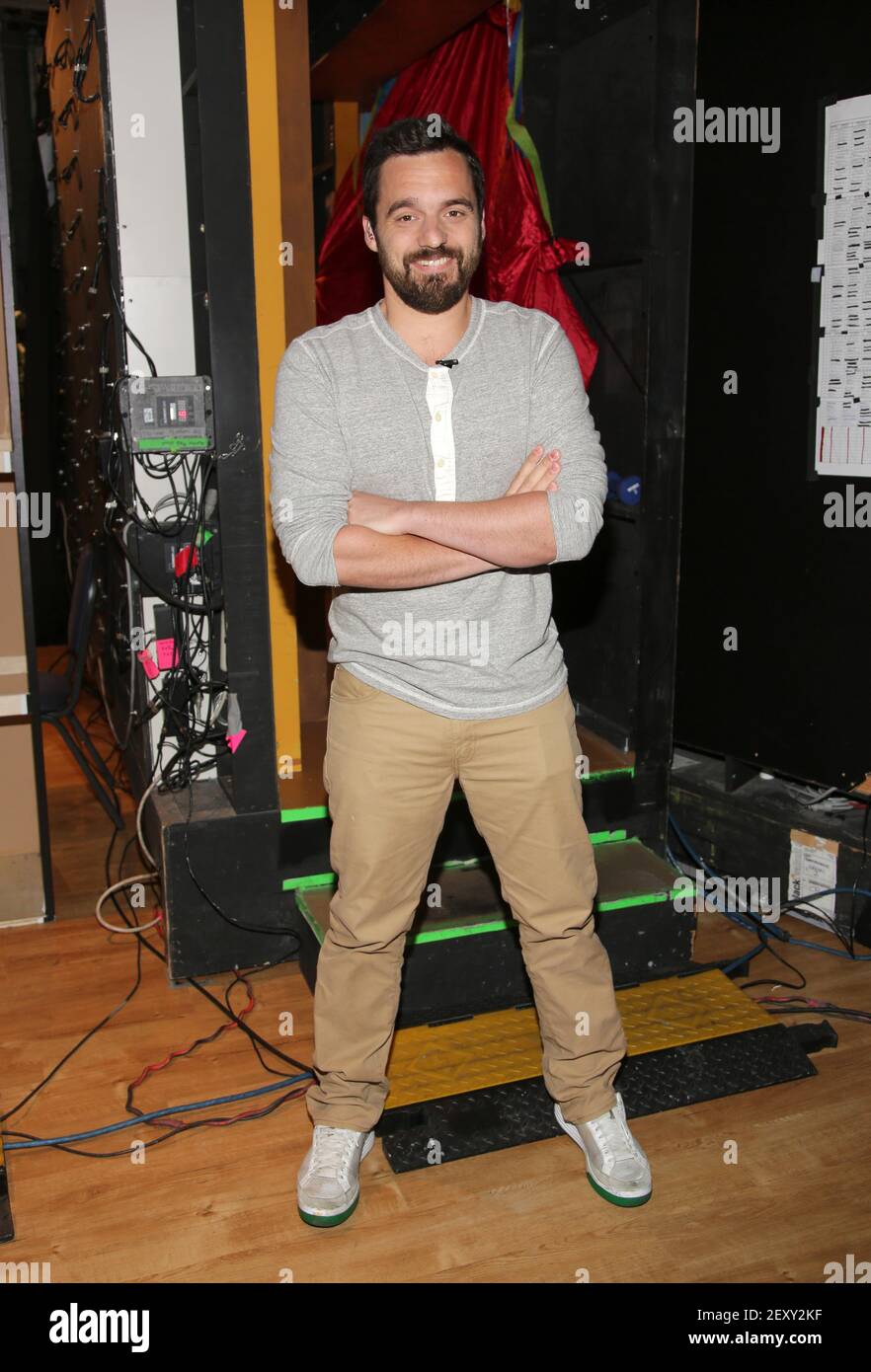 Jake Johnson is seen on the set of Despierta America at Univision ...
