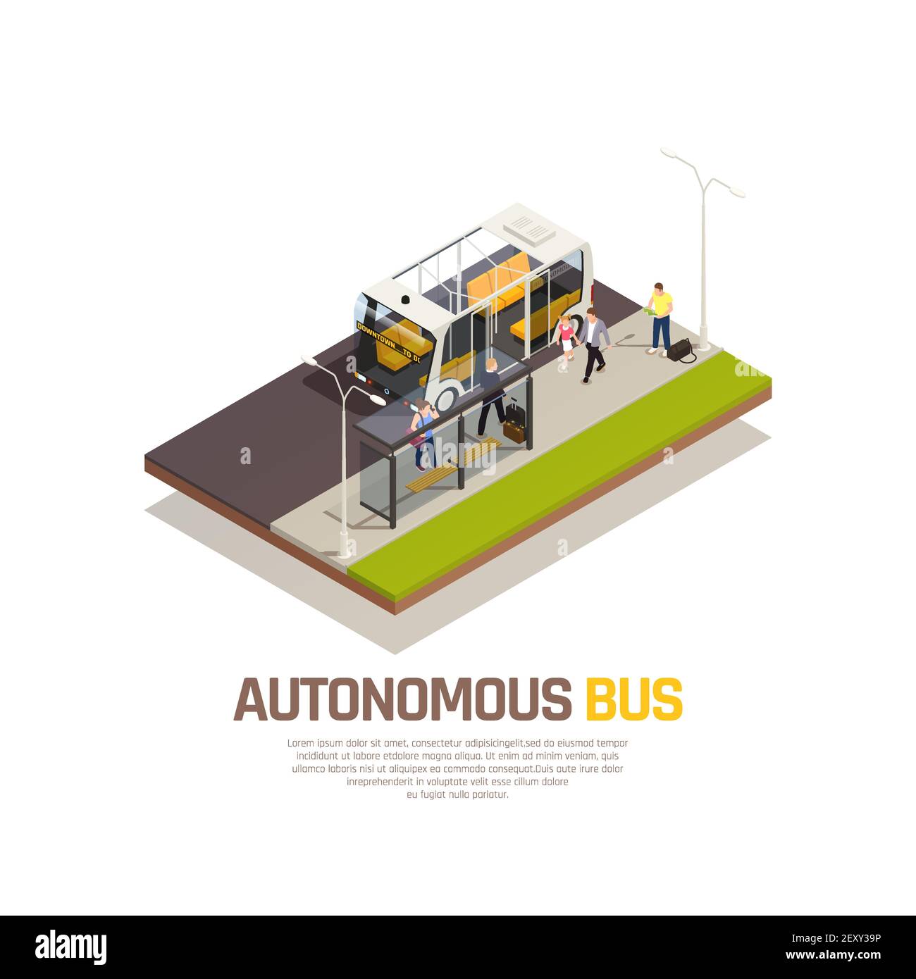 Autonomous car driverless vehicle robotic transport isometric ...
