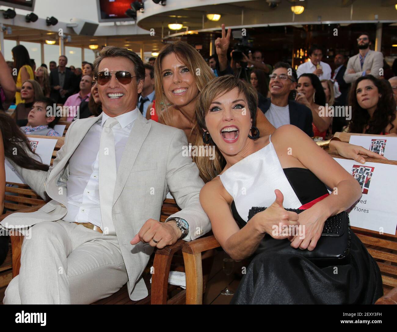 Juan Soler, Maky Soler and Laura Flores are seen on board the Bimini ...