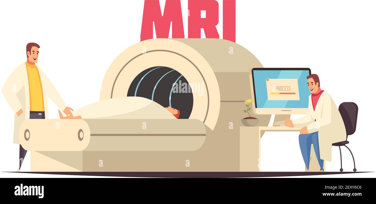 Colored flat medical mri composition MRI room in the hospital for ...