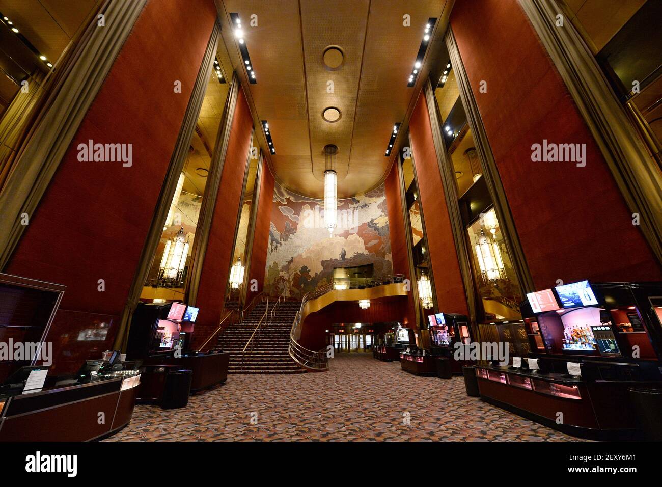 A view of the "foyer" entrance to Radio City Music Hall, decorated to ...