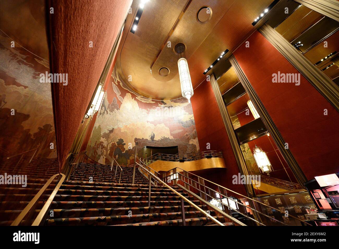 A view of the "foyer" entrance to Radio City Music Hall, decorated to ...