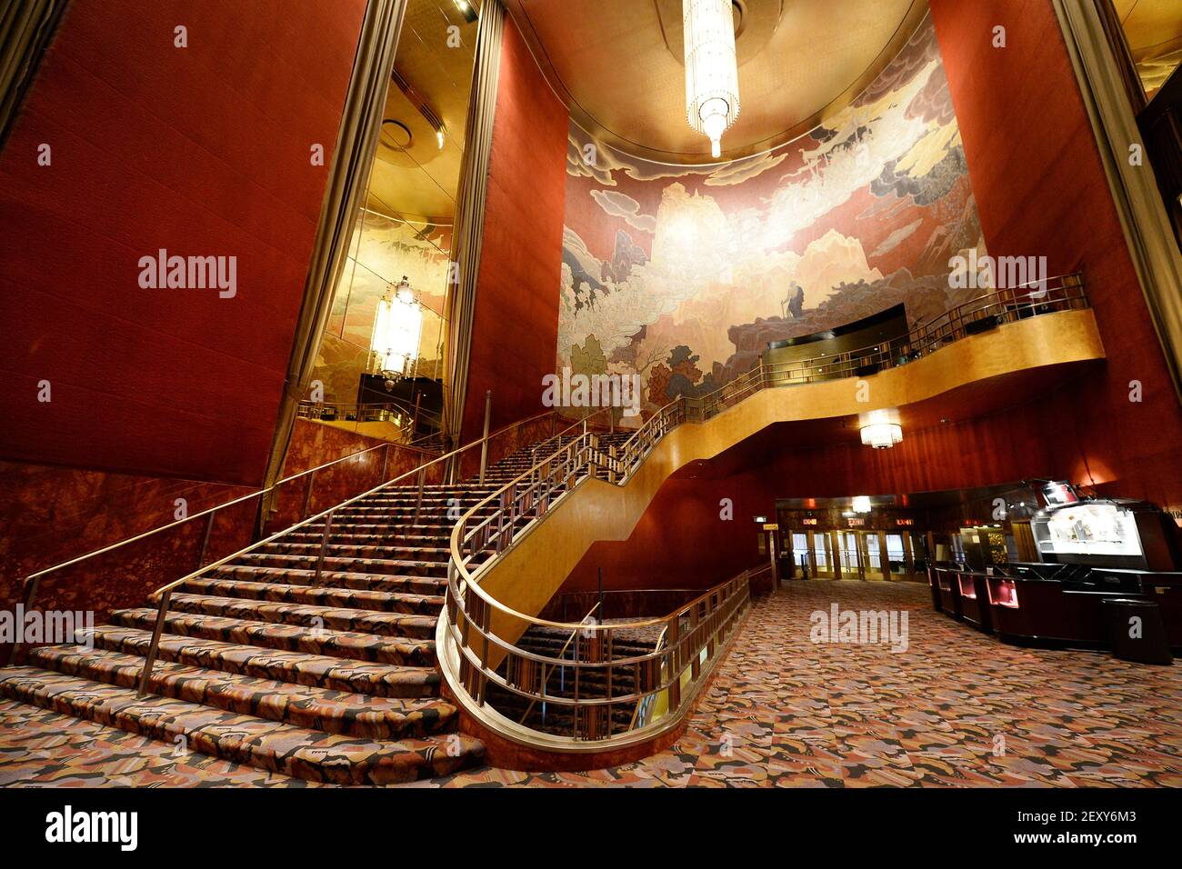 A view of the "foyer" entrance to Radio City Music Hall, decorated to ...
