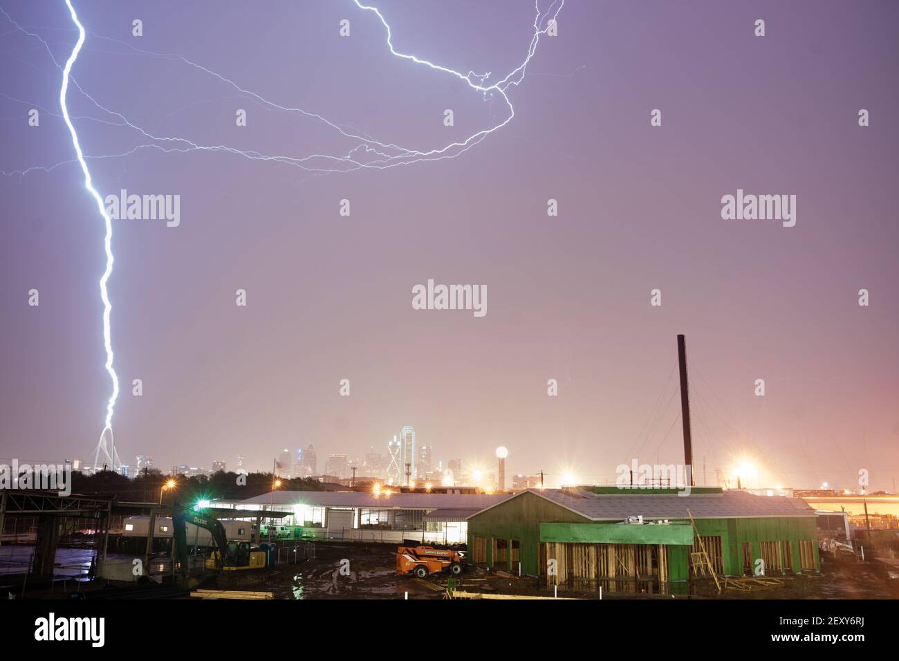 Deep South Thunderstorm Lightning Strike over Dallas Texas USA Stock ...