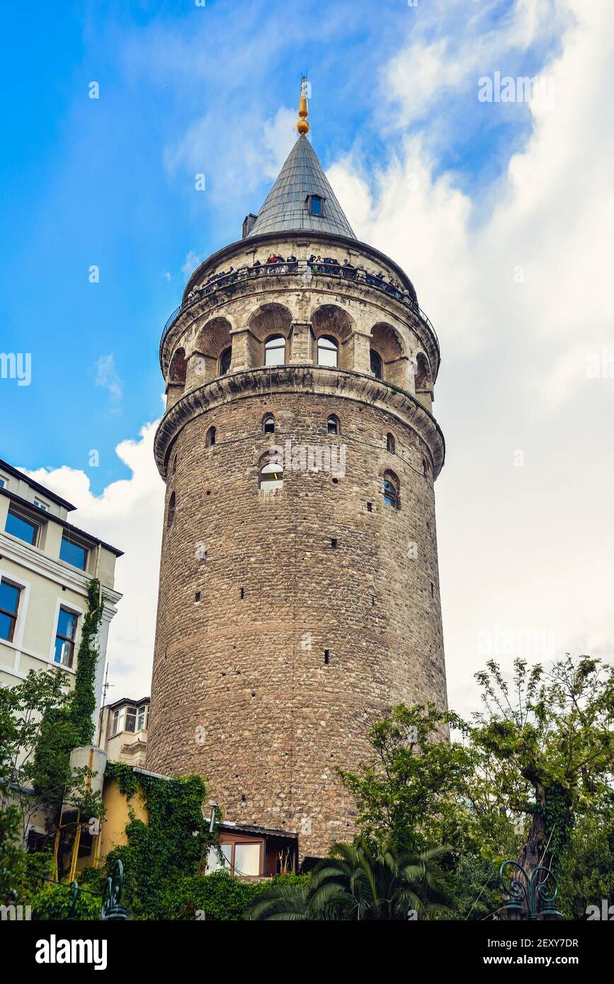 View of the Galata Tower in the historic district in Istanbul Stock ...