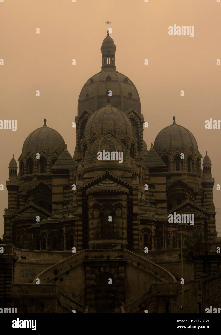 Cathedral La Major in Marseille, France. Large 19th century neo ...