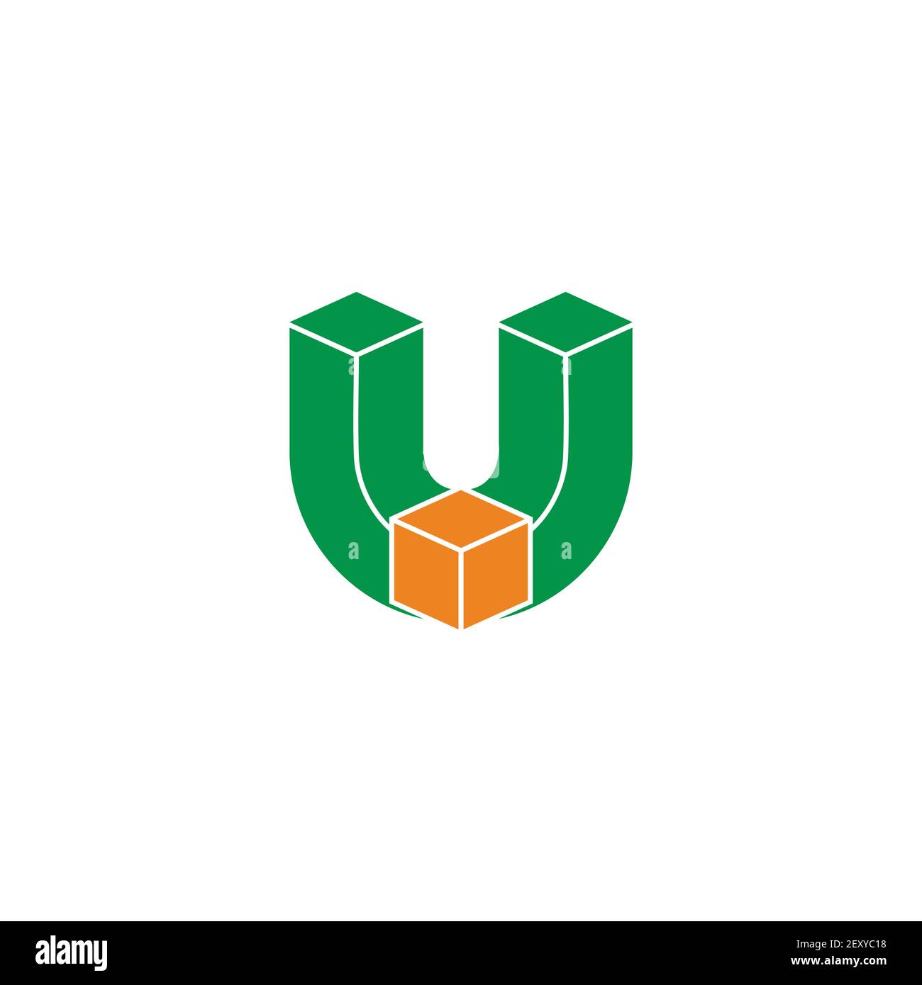letter u box carton simple geometric flat 3d design logo vector Stock ...