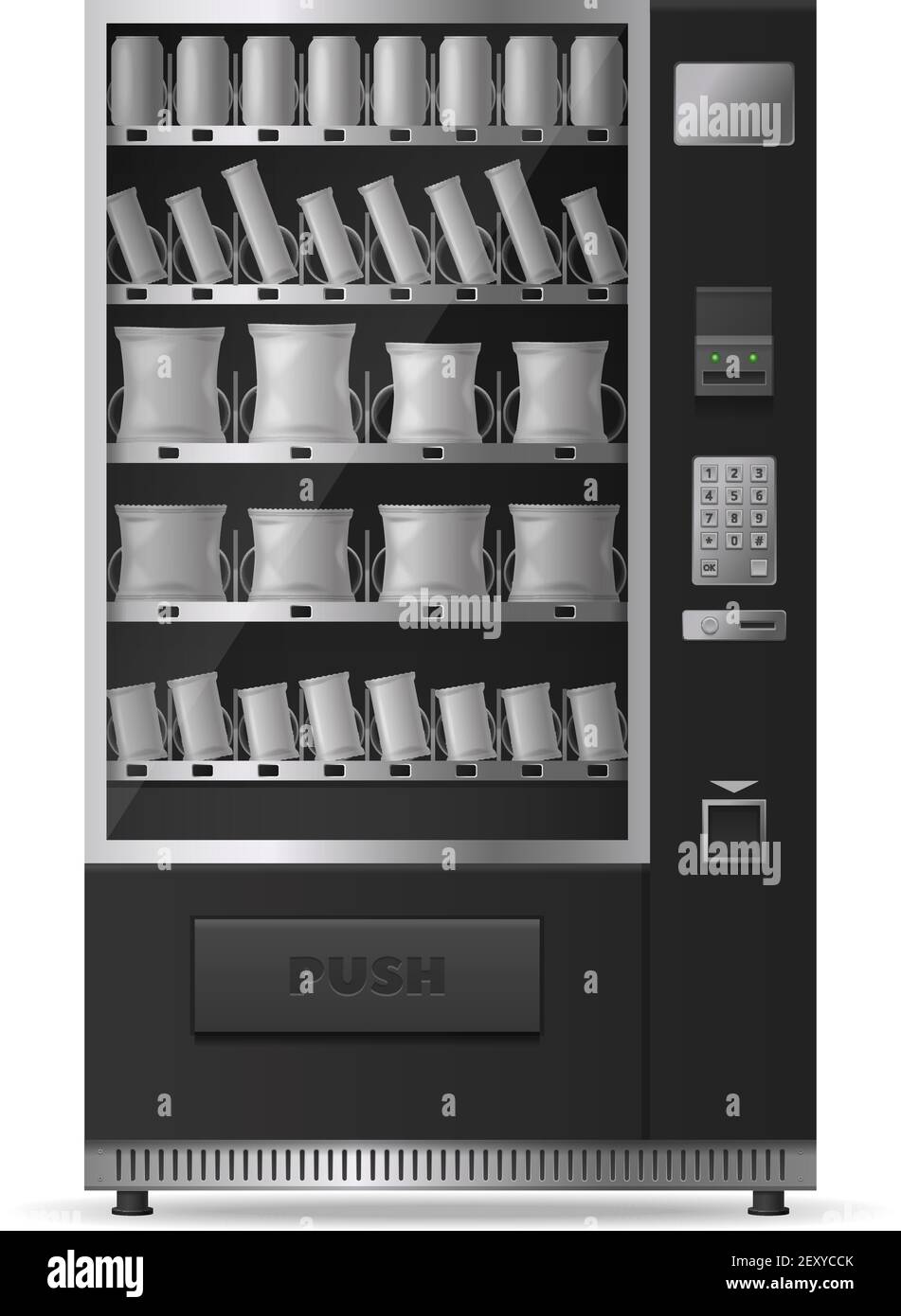 Snacks vending machine realistic mockup with electronic control panel ...
