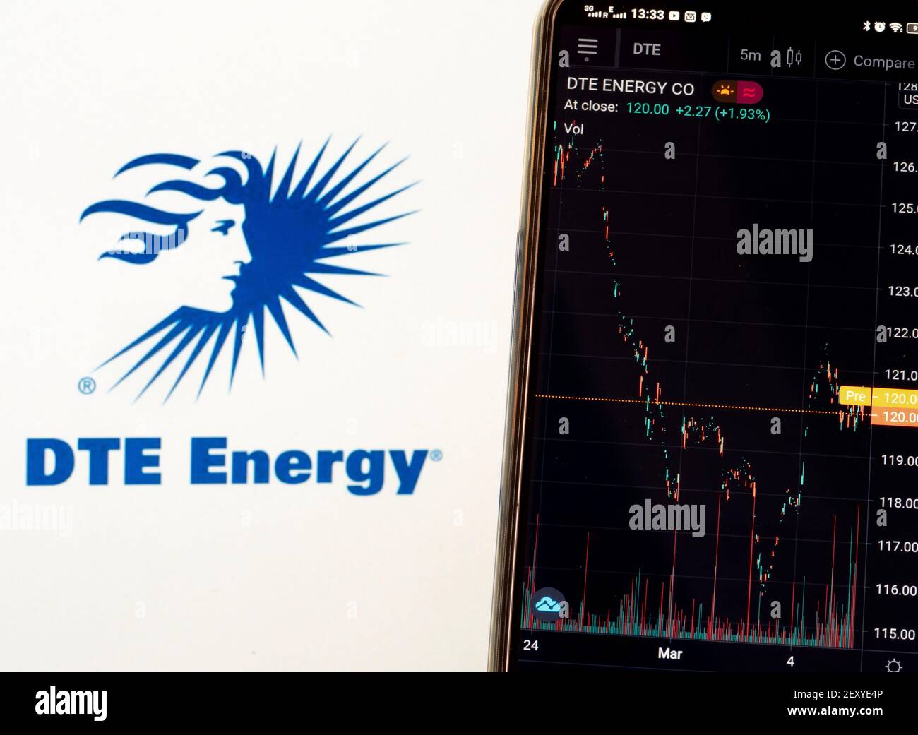 In this photo illustration the stock market information of DTE Energy ...