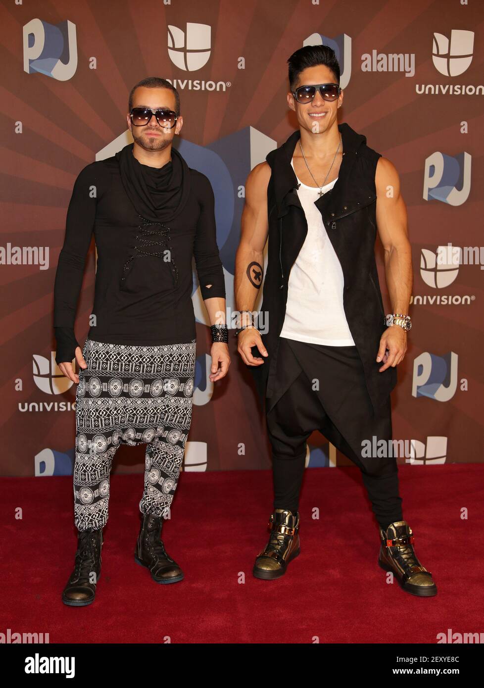 Chino and Nacho poses in the press room during the Premios Juventud ...