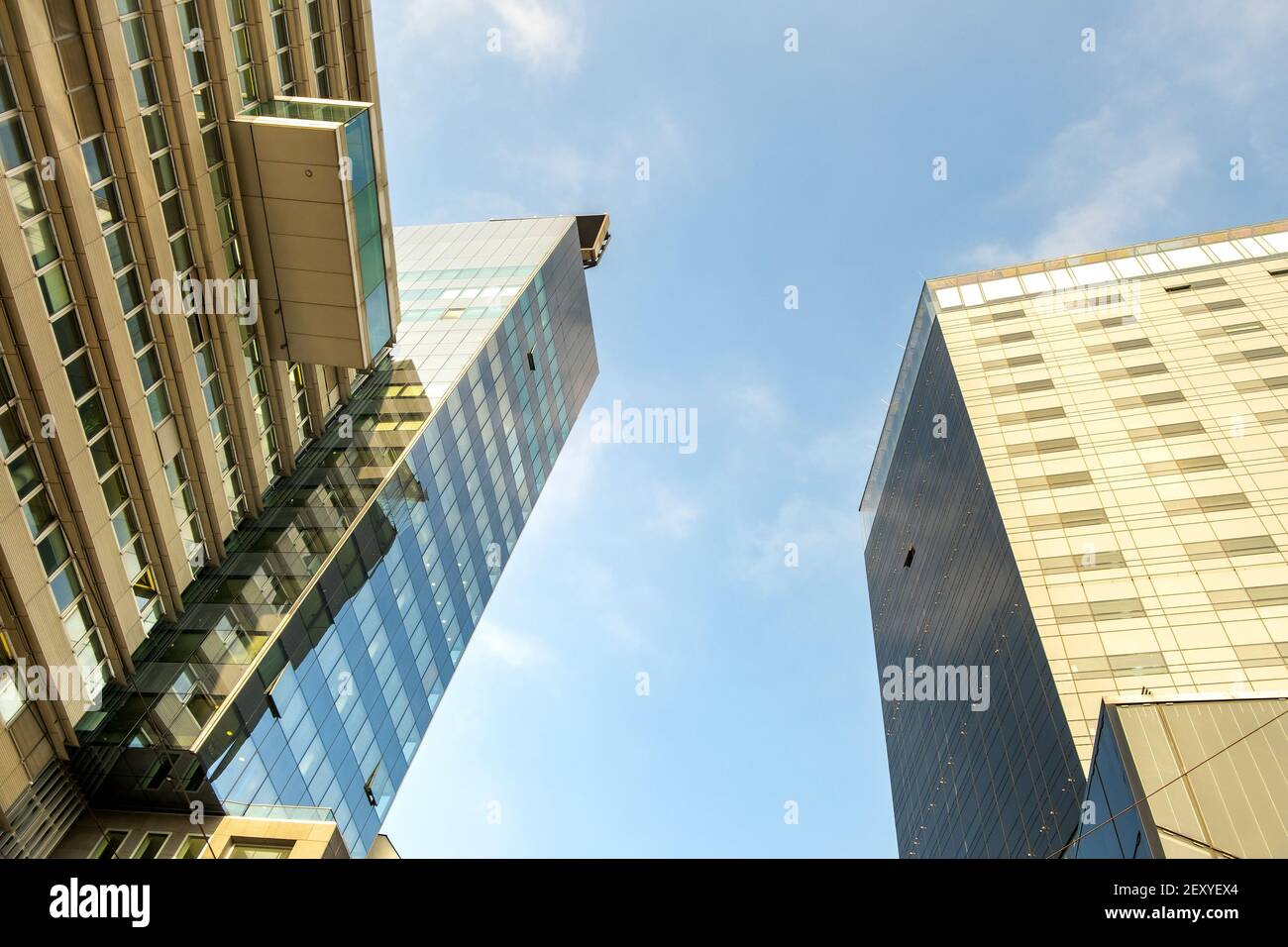 Perspective view of modern high-rise glass skyscraper building Stock ...