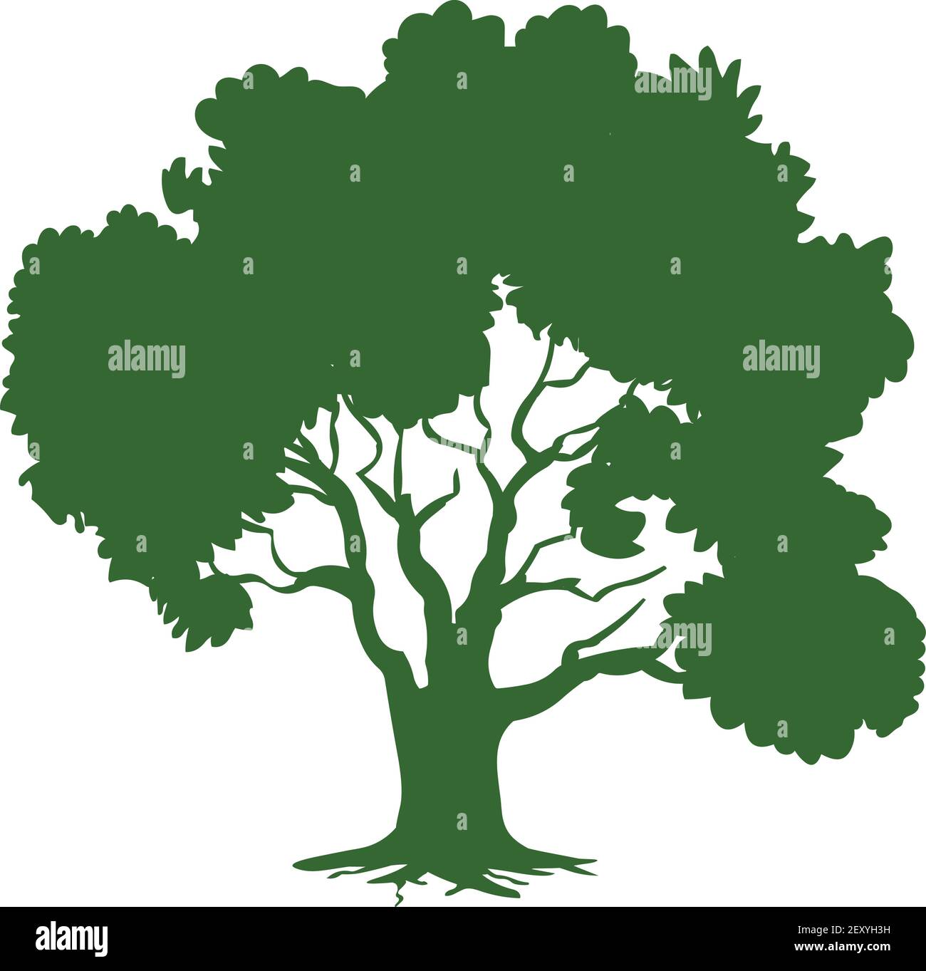 A large tree with a thick crown, stock illustration vector isolated in ...