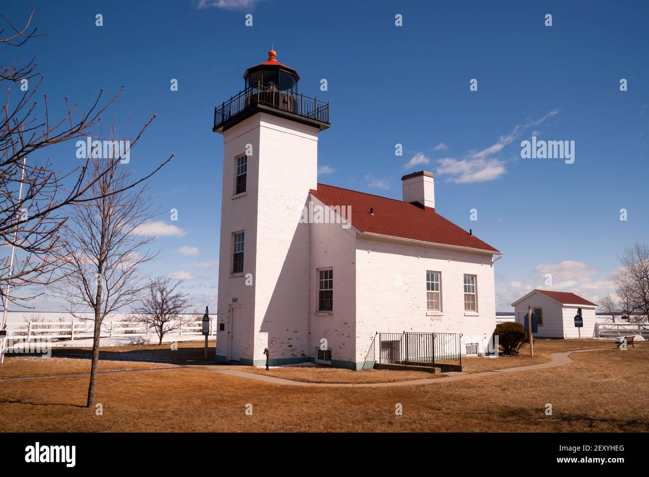 Sand Point Lighthouse Escanaba Michigan Little Bay De Noc Stock Photo ...