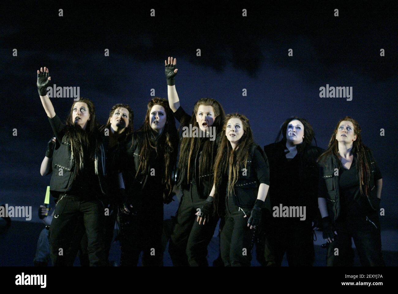 Act 3: Valhalla - the Valkyrie, l-r: Rebecca de Pont Davies (Siegrune ...