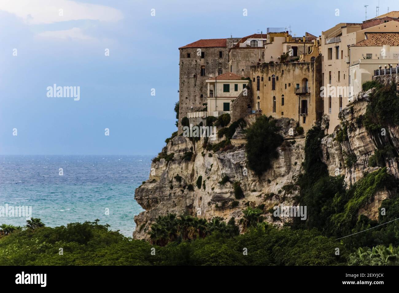 stone house on a clipp in tropea calabria in front of the ocean Stock ...