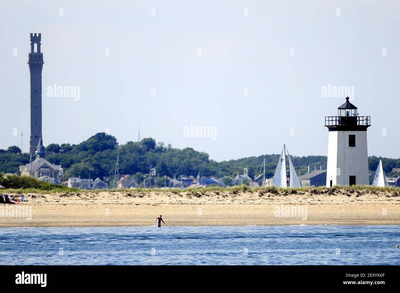 The Pilgrim Monument, at left, and the Long Point Light Station in ...