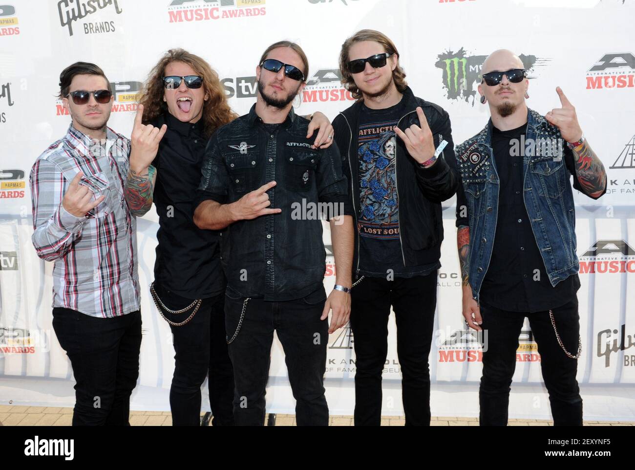 21 July 2014 - Cleveland, OH - Members of the band MISS MAY I attends ...