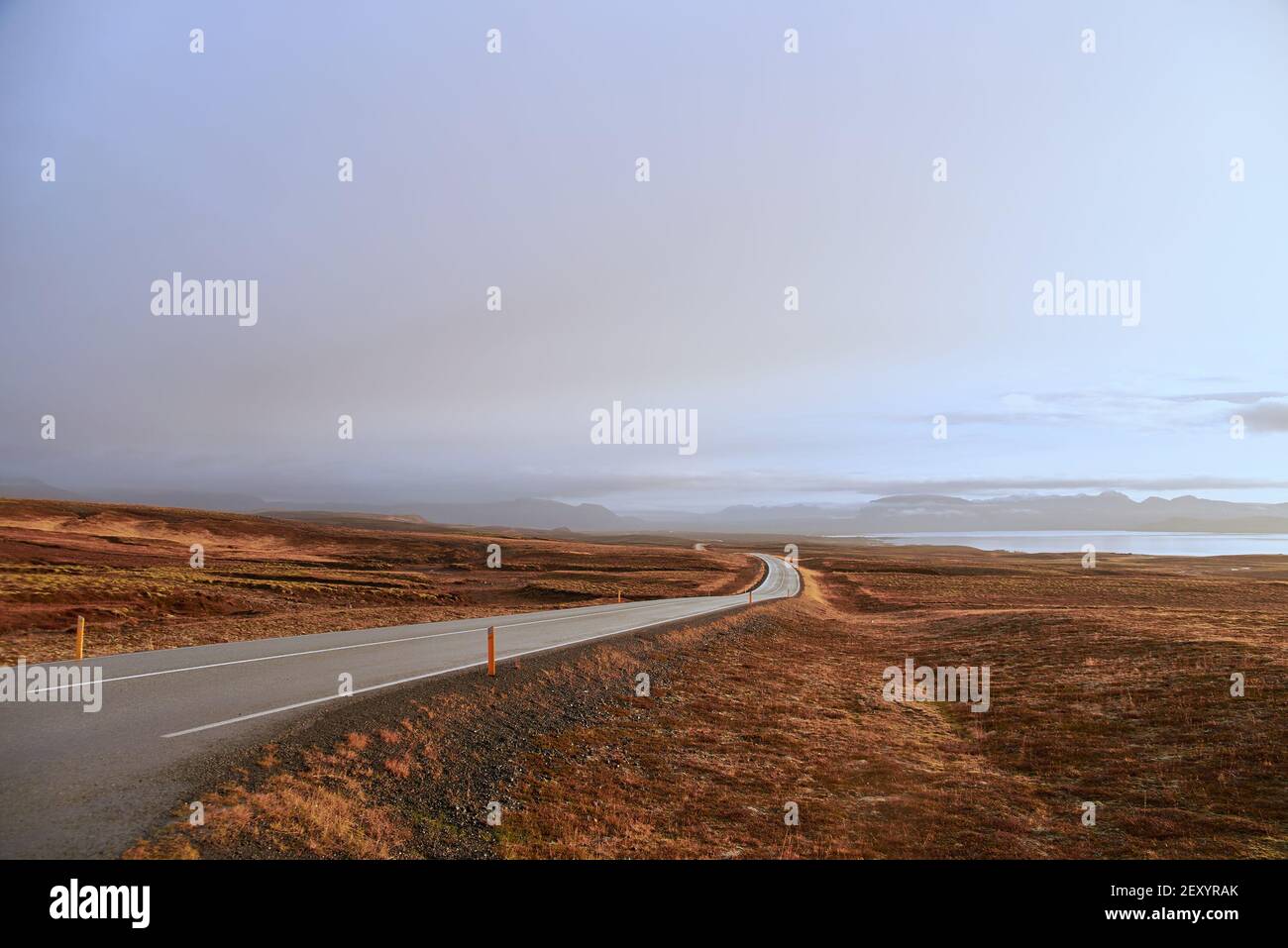 Asphalt road in Iceland, Autumn Stock Photo - Alamy