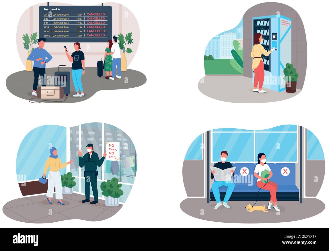 Social covid rules 2D vector web banner, poster set Stock Vector Image ...