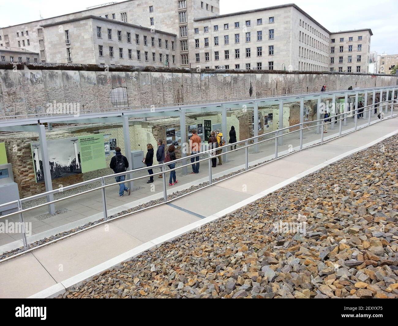 The outdoor exhibits at the Topography of Terror museum. A stretch of ...