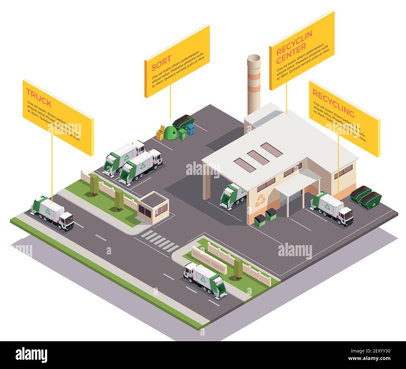 Garbage waste recycling isometric composition with infographic text ...