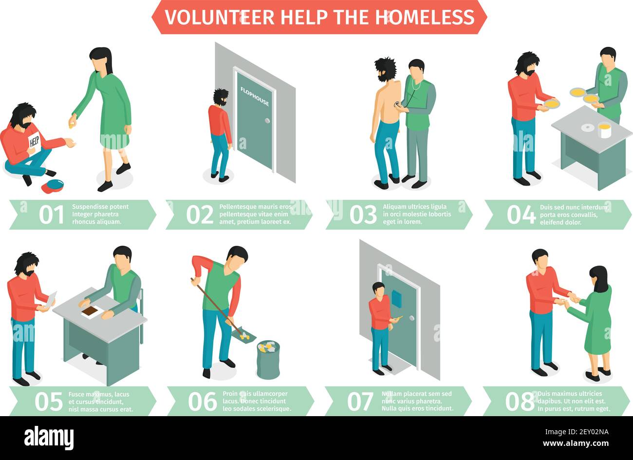 Isometric charity horizontal composition with infographic images of ...