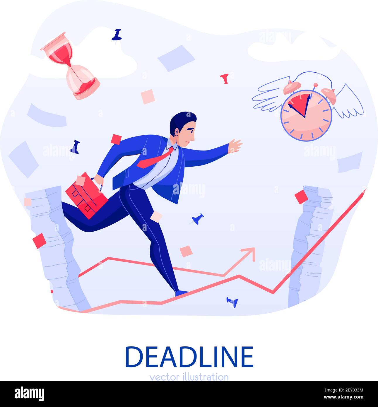 Time management deadline stress flat composition with businessman ...