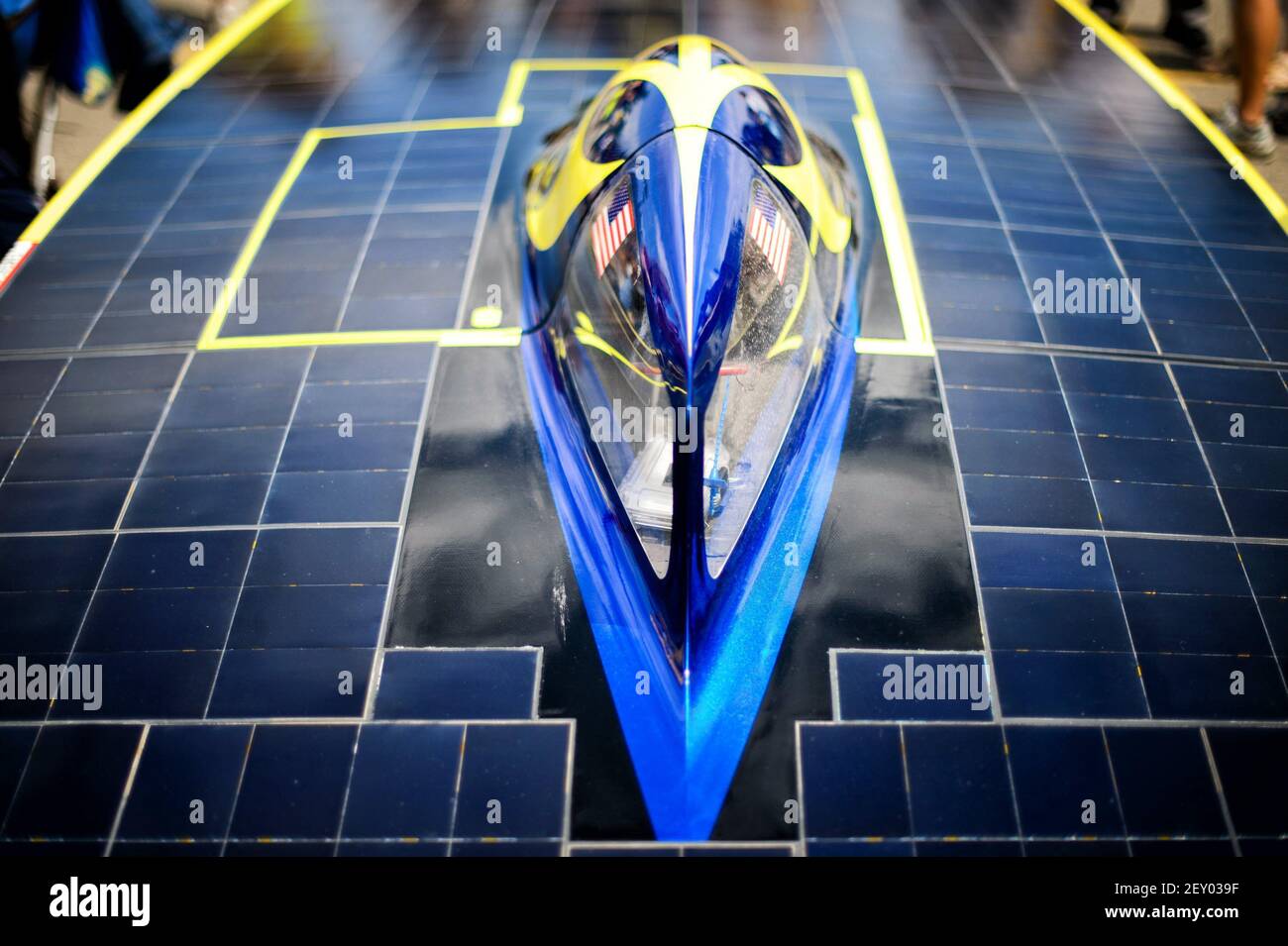 The cockpit of the University of Michigan's solar car is shown during ...