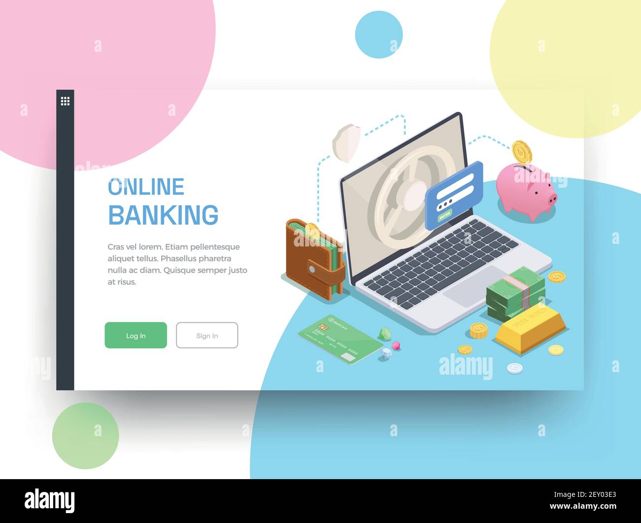 Banking financial isometric landing page design background with ... Banking financial isometric landing page design background with ...