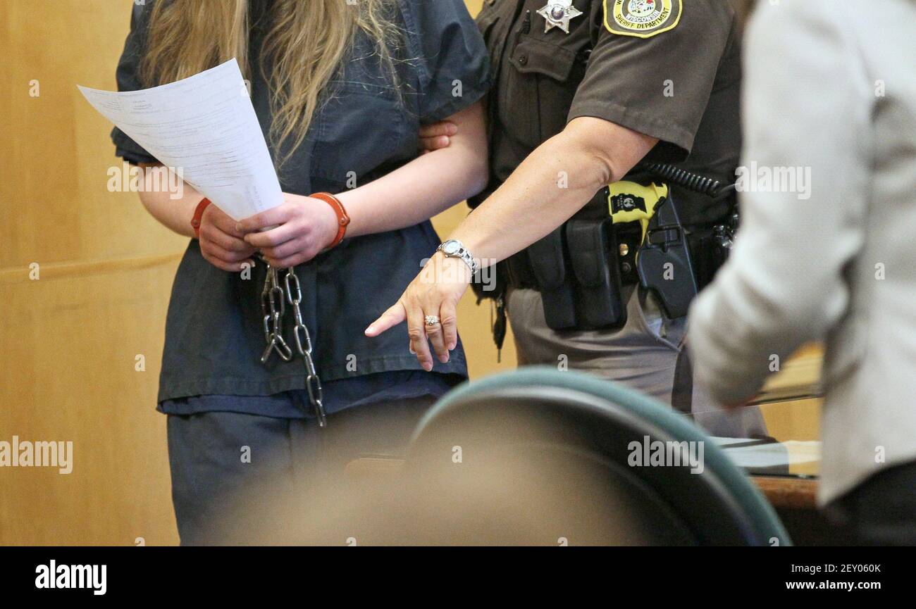 Morgan E. Geyser is led into Waukesha County courtroom, Friday, August ...