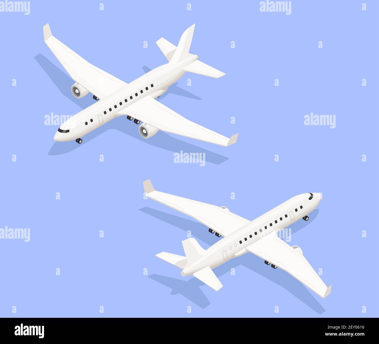 Airport isometric composition with isolated images of jet propelled ...