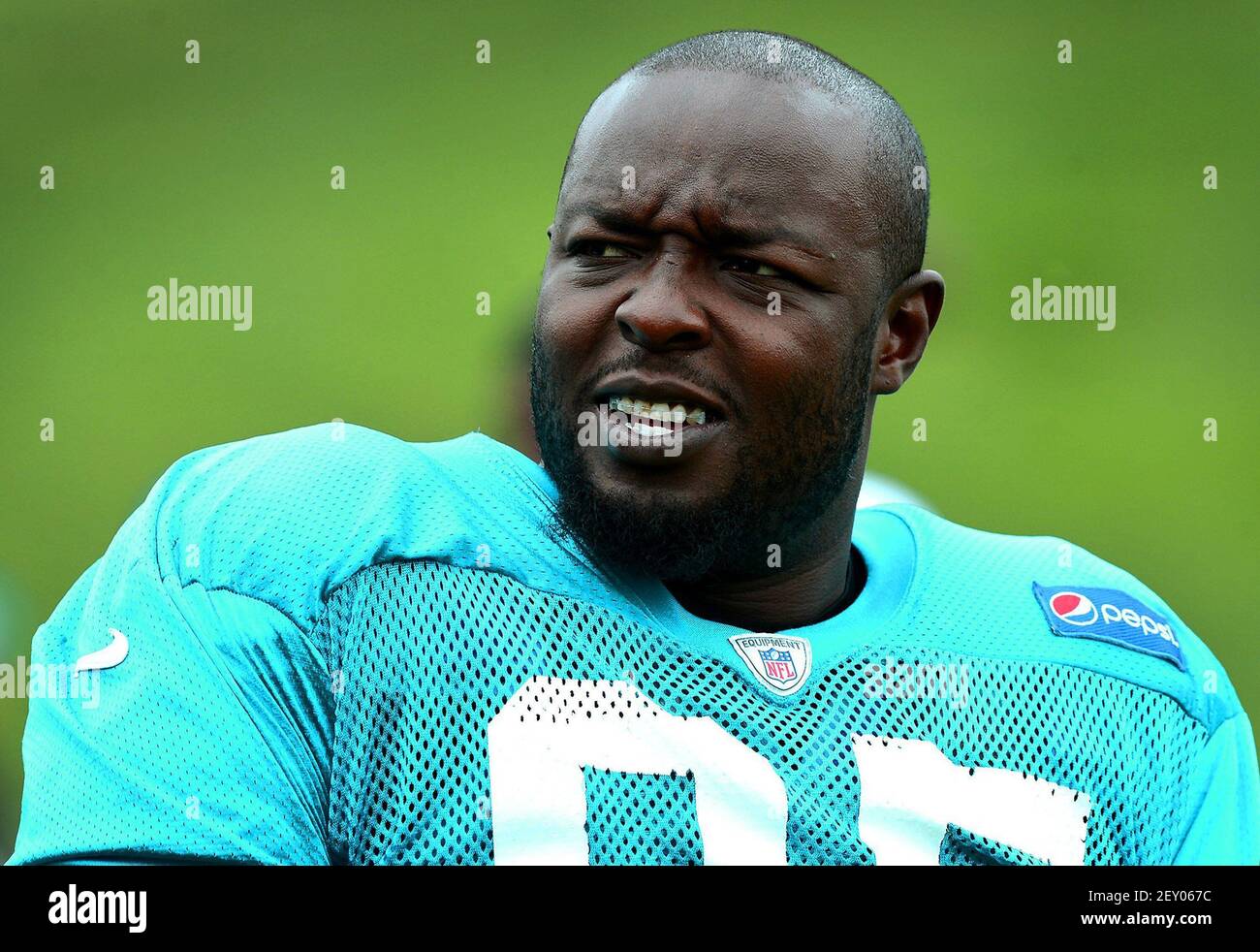 Carolina Panthers defensive end Charles Johnson prepares for practice ...