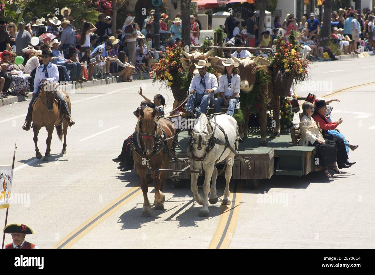 August 01, 2014 - Santa Barbara, CA - The Fiesta Historical Parade as ...
