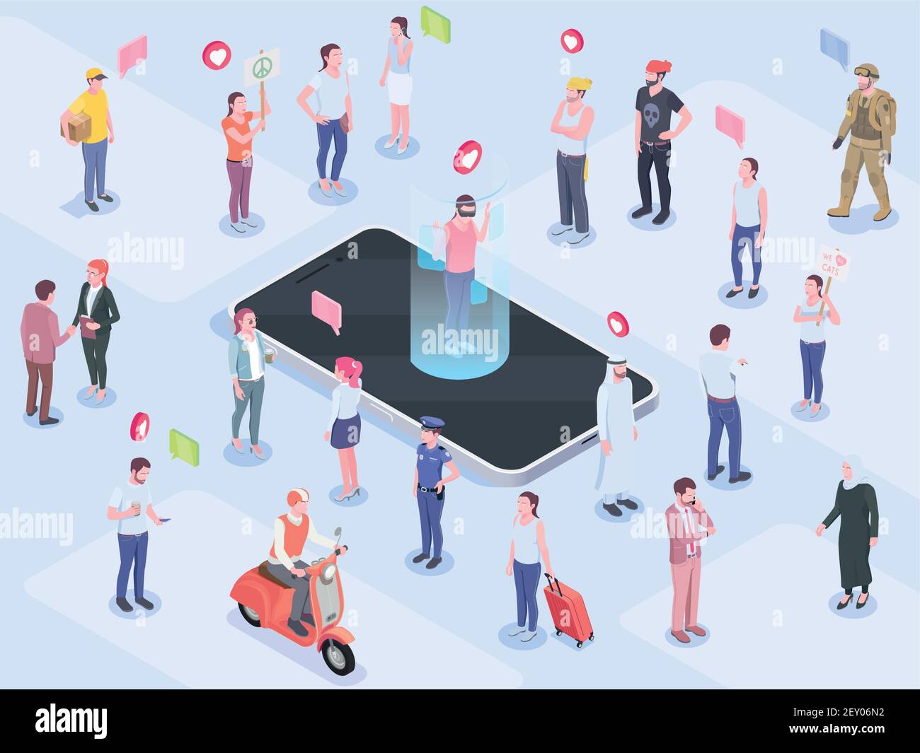 Society people isometric concept with composition of human characters ...