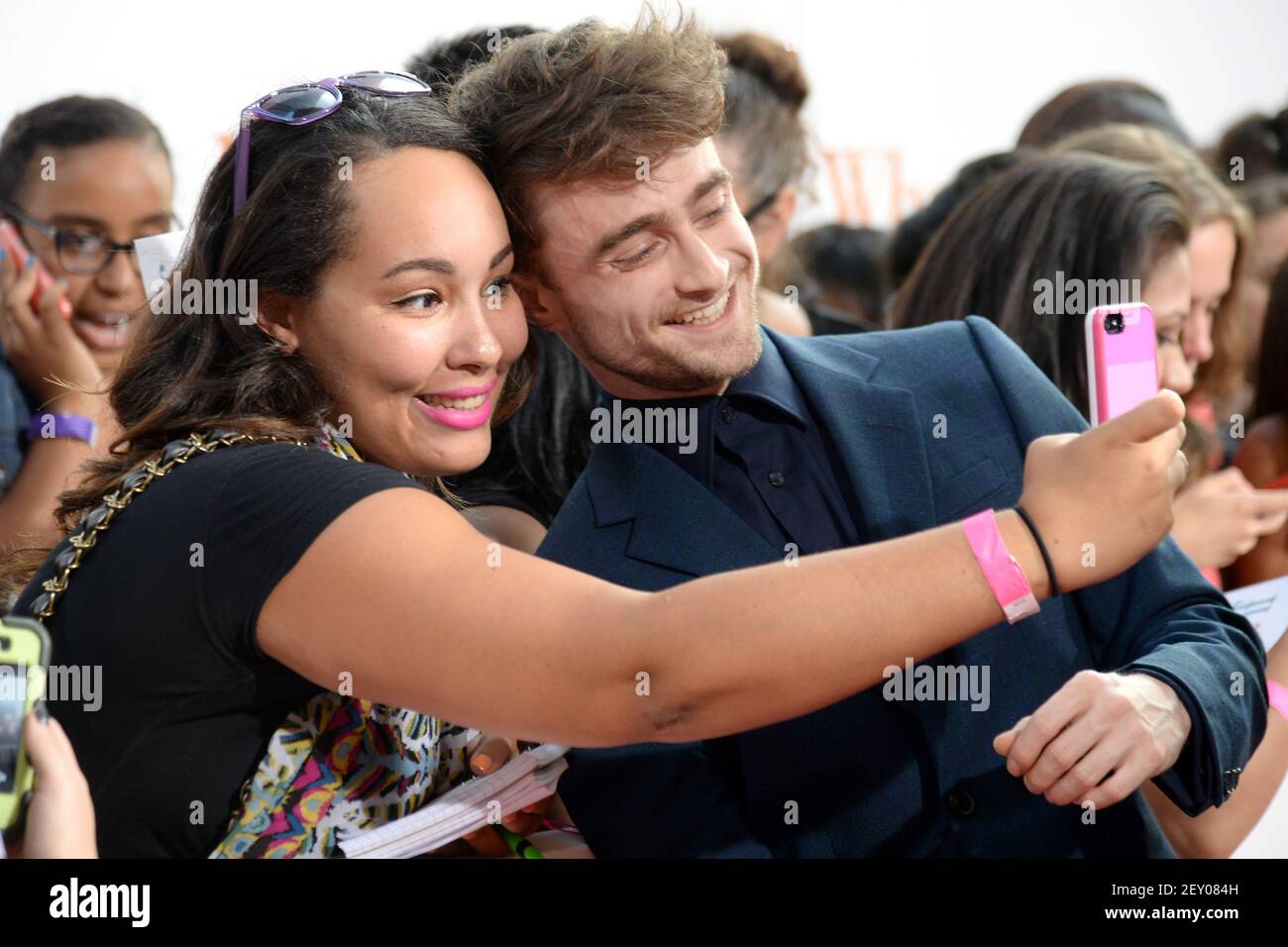 Actor Daniel Radcliffe takes a pictures with a fan at the 'What If' New ...