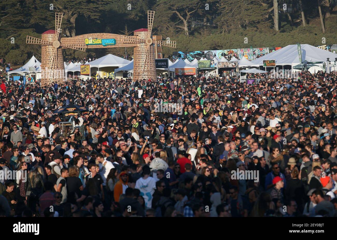 A view of the crowd at the Land's End stage during day one of the ...
