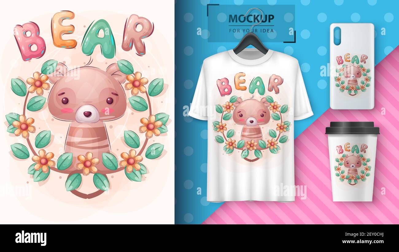Cute bear poster and merchandising Stock Vector Image & Art - Alamy