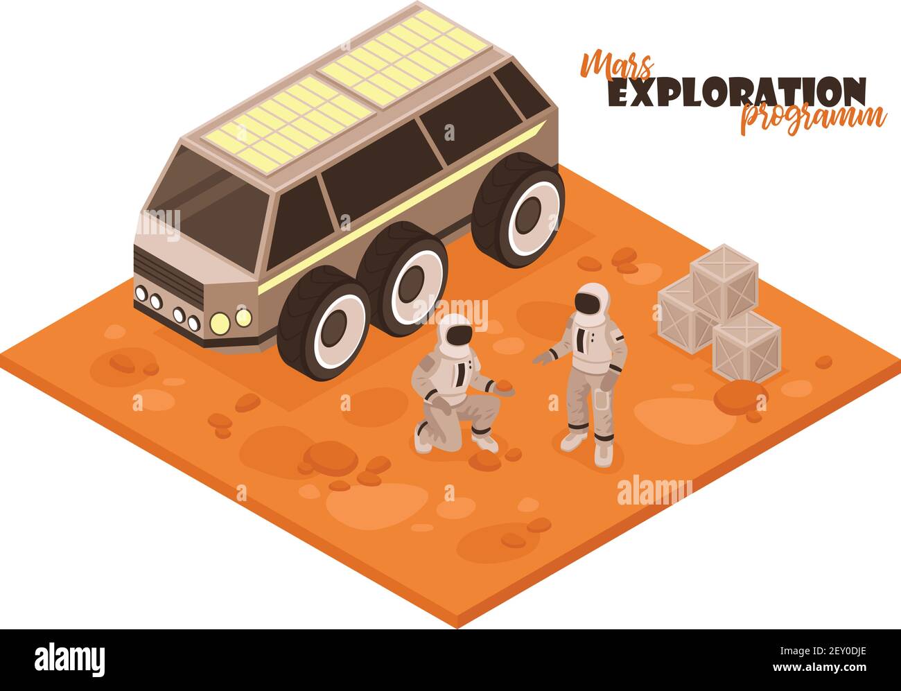 Isometric mars colonization composition on white background with piece ...