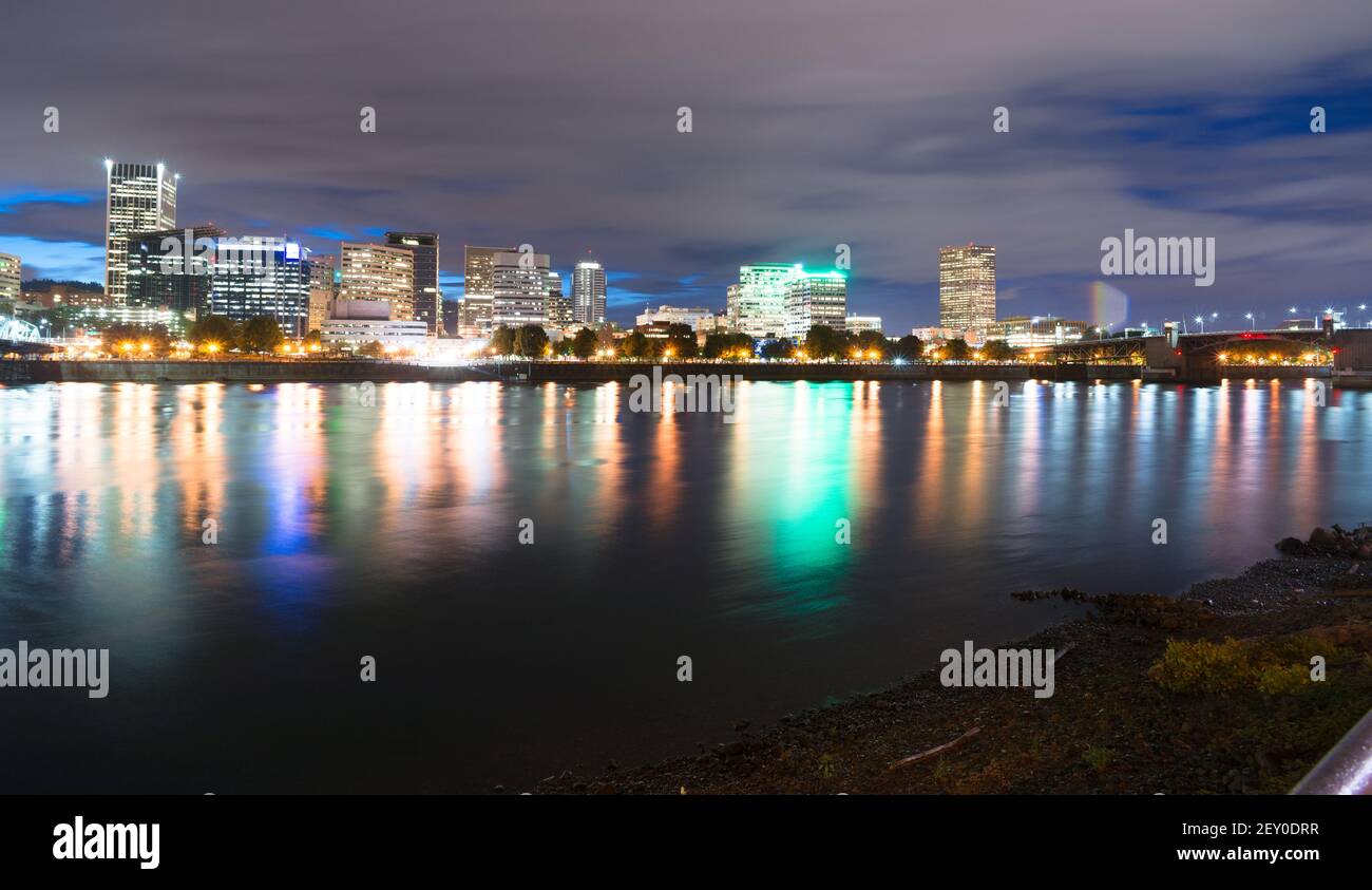 Portland Oregon Waterfront Willamette River Flowing Under SE Morrison ...
