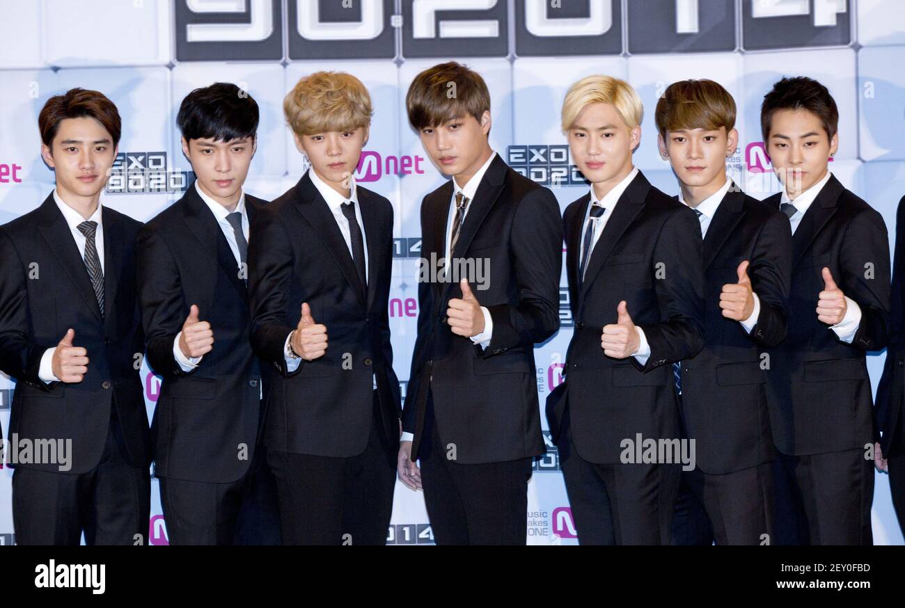 11 August 2014 - Seoul, South Korea : (L-R) D.O., Lay, Lu Han, Kai, Su ...