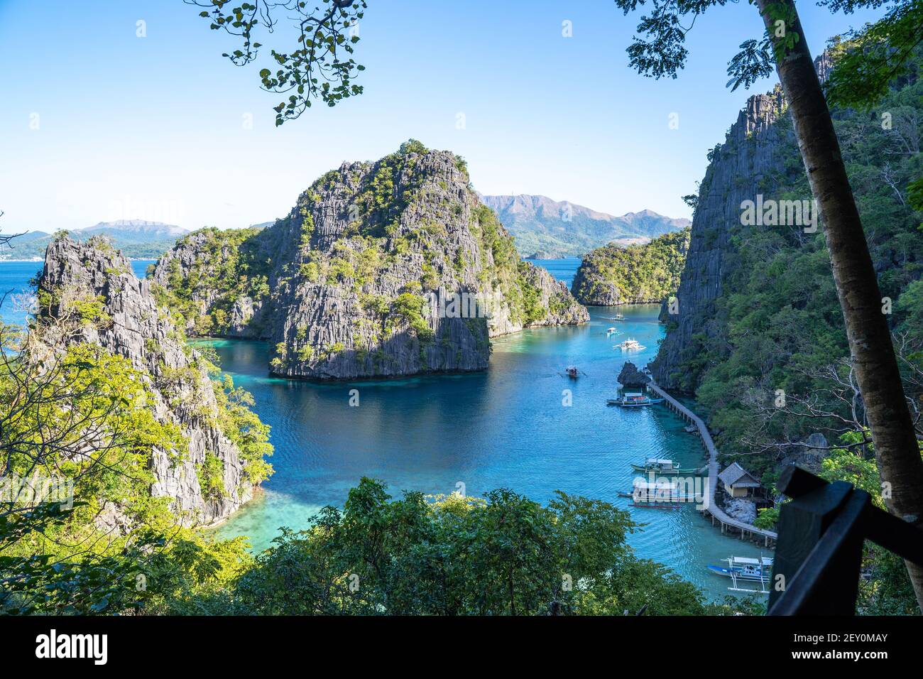 Blue sea and the beautiful isle of Coron in the Philippines Stock Photo ...