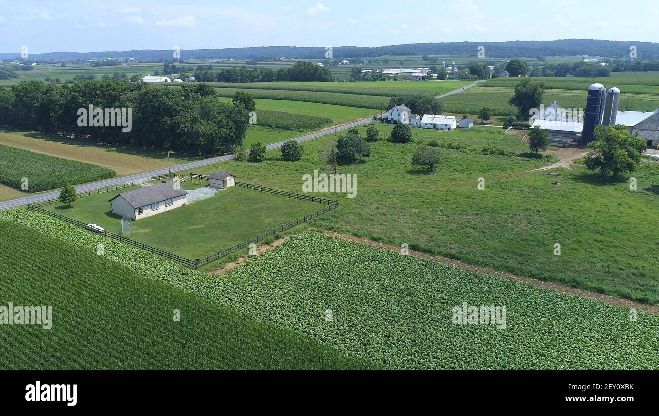 Aerial View of an Amish One Room School House in the Middle Of Amish ...