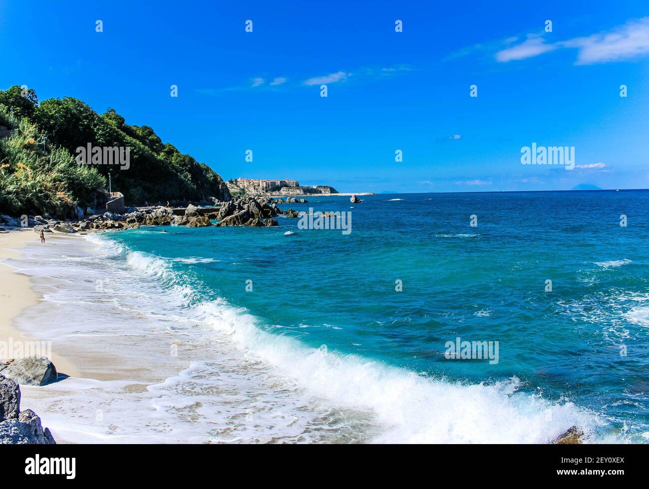 beautiful beach in mediterranean sea in calabria with blue sky and ...