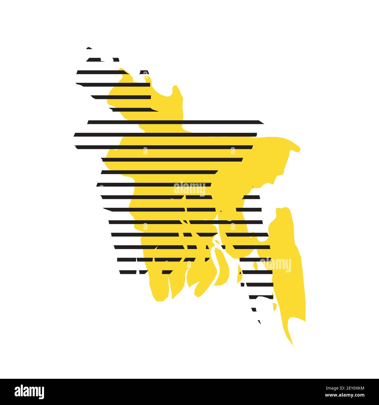 Bangladesh - yellow country silhouette with shifted black stripes ...